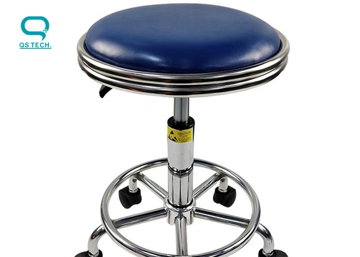 PU leather Plastic Five Star Feet Clean Room Blue ESD Lab Stool Chair