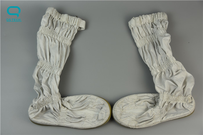 Stripe Type Clean Room Booties , ESD Safety Boots With Leather PVC Sole