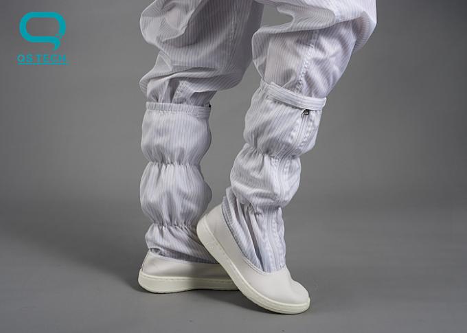Stripe Type Clean Room Booties , ESD Safety Boots With Leather PVC Sole